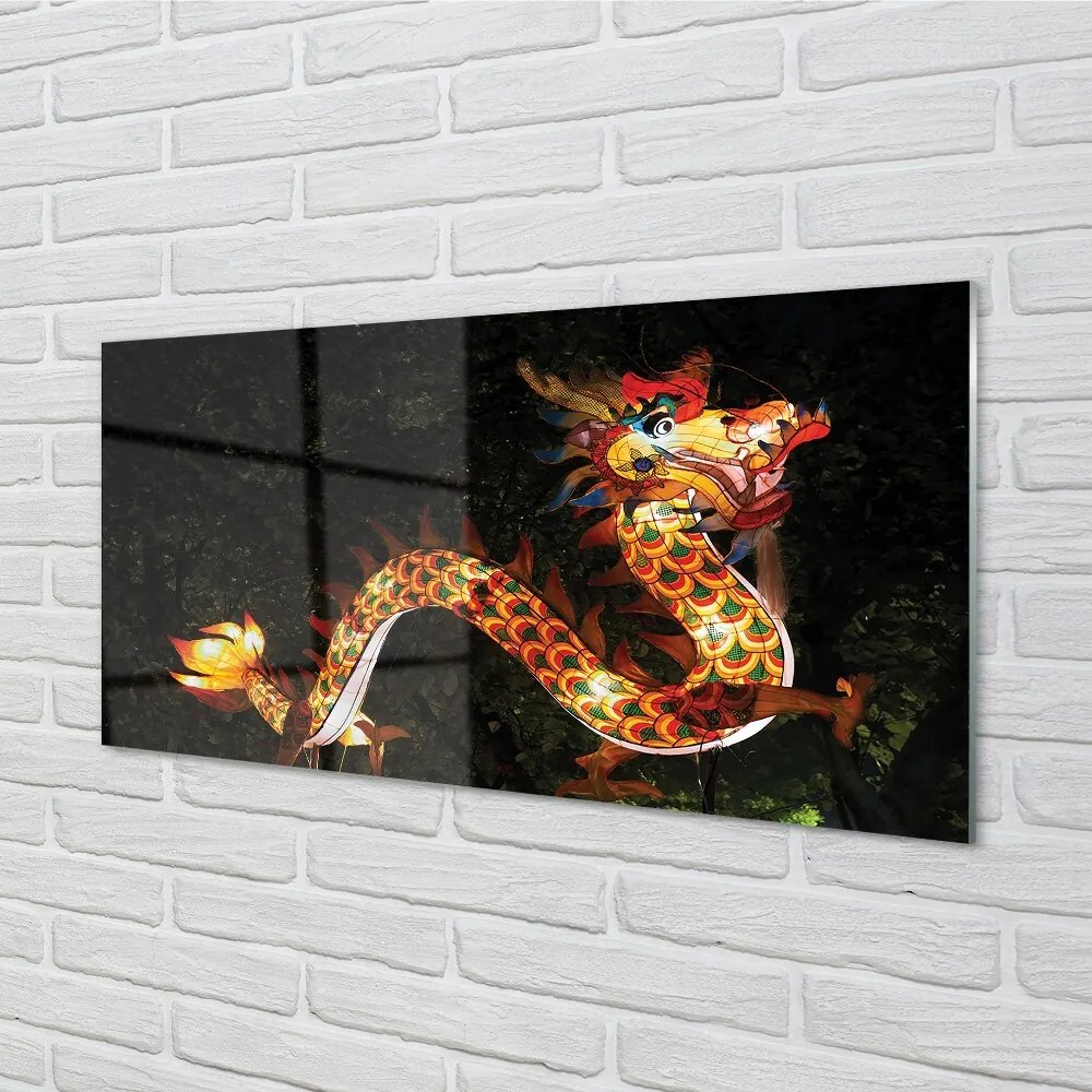 Obraz na skle Japonský drak osvětlené 125x50 cm