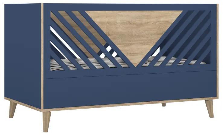BAMI Designová rostoucí dětská postýlka ze dřeva TUTU 70x140 cm Zvolte barvu: Modrá, dub sonoma