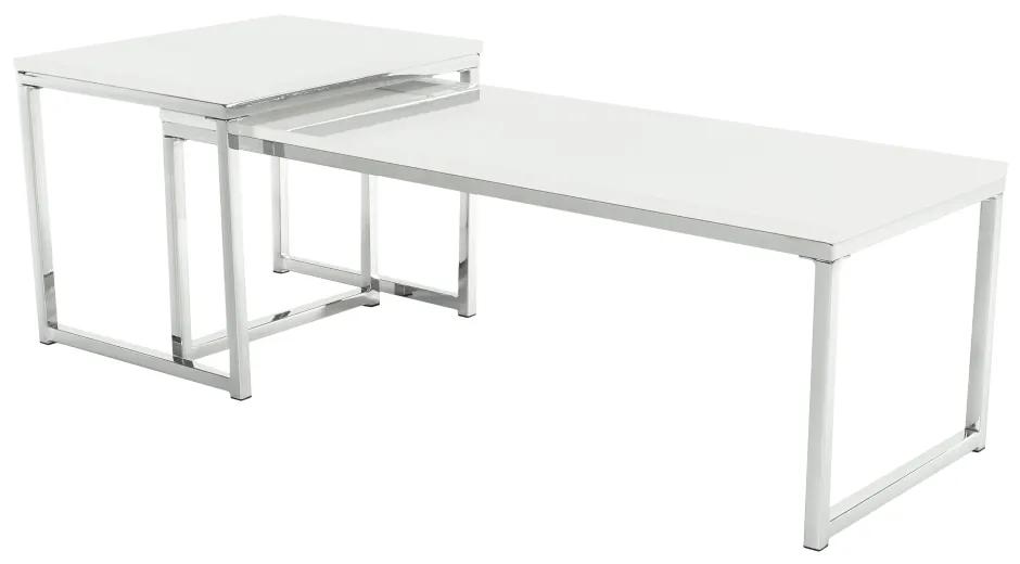 Konferenční stolky, set 2 ks, bílá extra vysoký lesk, ENISA TYP 2