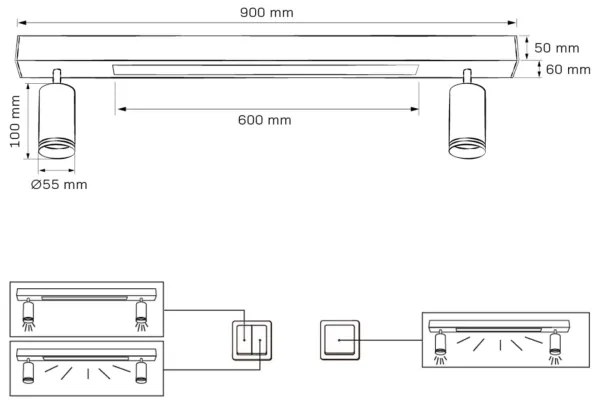 LED Stropní svítidlo PARIS LED/24W/230V + 2xGU10/10W černá