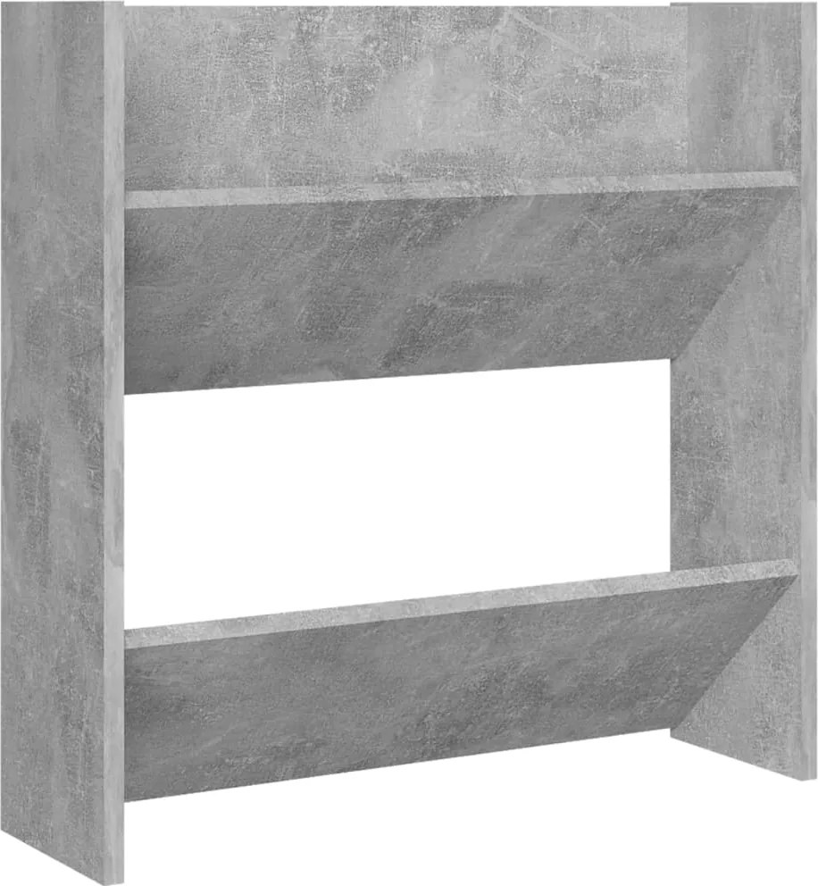 botník, závěsný, 2 patra, kompozitní dřevo, 60x60x18 cm, beton šedá, Dekorino BB20260030