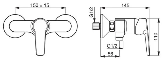 Hansa Sprchová nástěnná páková baterie HANSAPOLO 51450163
