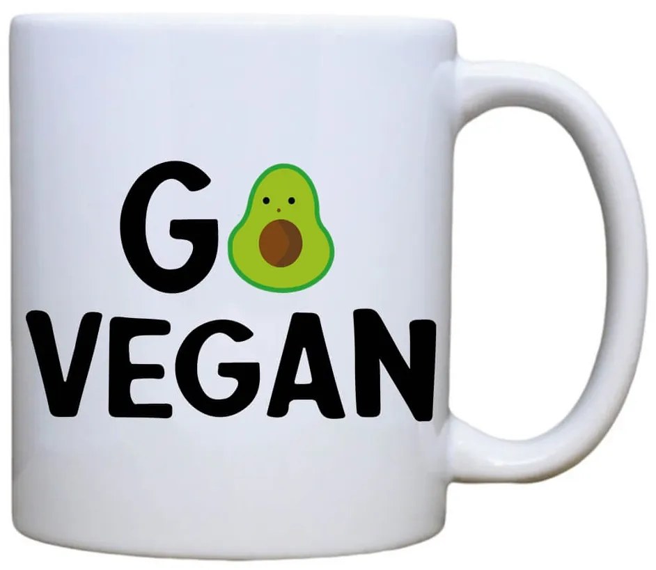 Super plecháček Keramický hrnek s potiskem Go vegan Objem a motiv: 300 ml černý lem