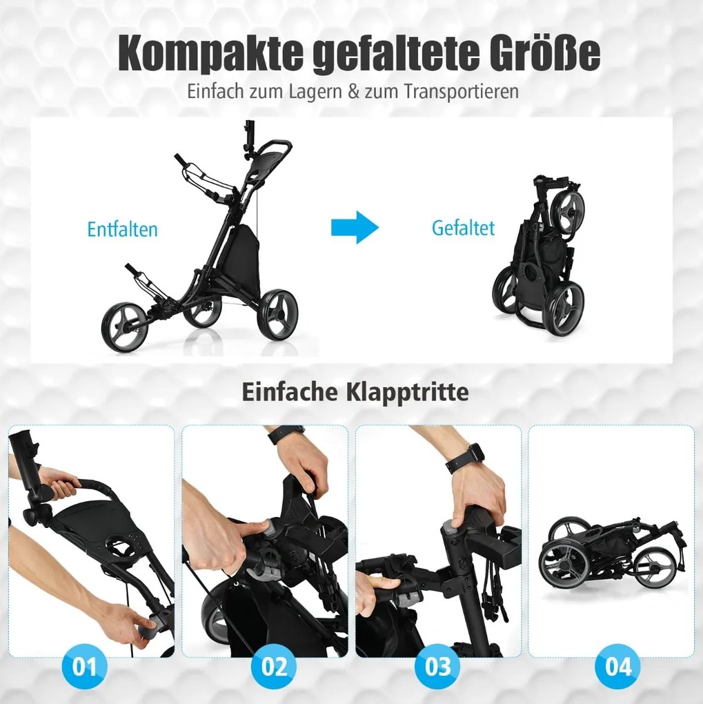 Costway Skládací tříkolový golfový vozík z hliníku, šedý
