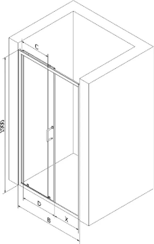 Mexen Apia posuvné sprchové dveře 105 cm, transparentní, černé - 845-105-000-70-00