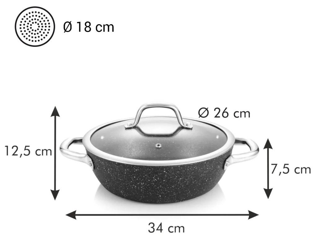 TESCOMA Pánev hluboká PRESIDENT Stone s poklicí ø 26 cm