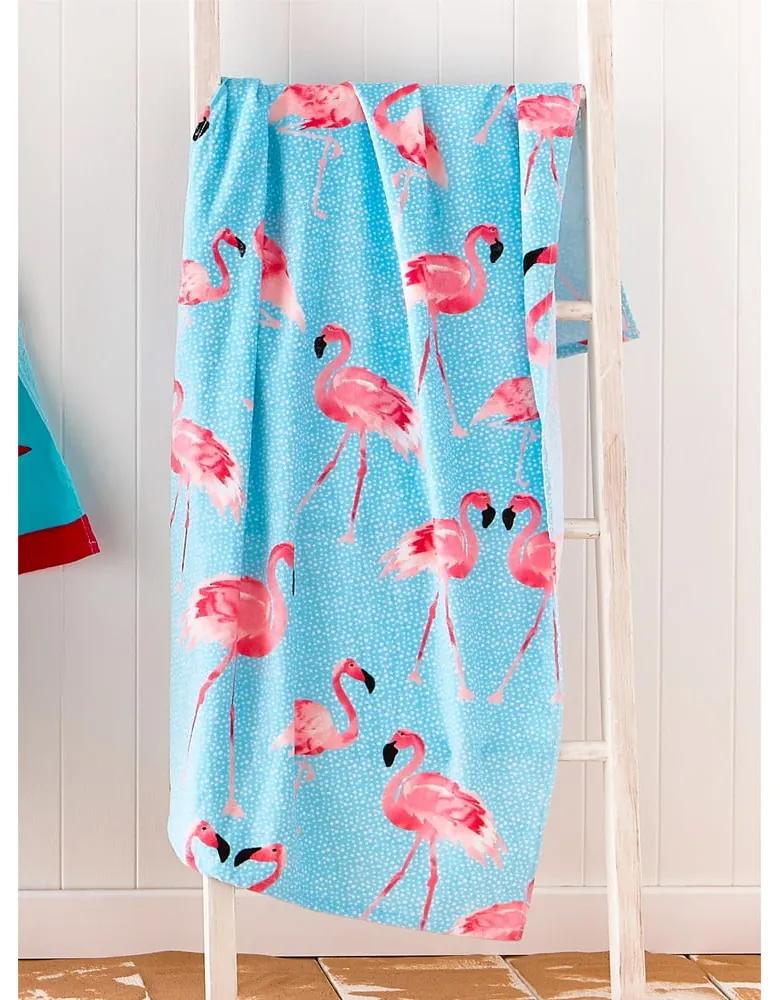Modro-růžová plážová osuška 160x76 cm Flamingo - Catherine Lansfield