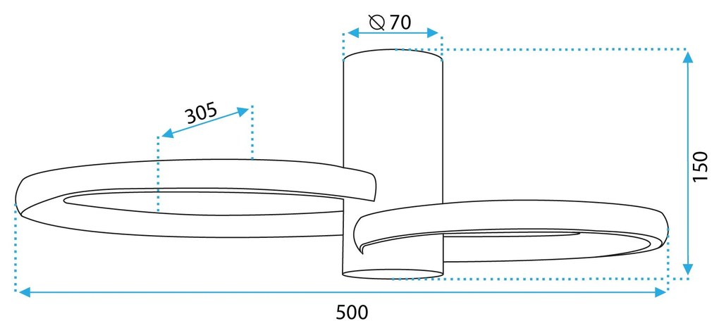 Toolight Toolight, LED stropní svítidlo 50x30,5cm, 22W, APP1402-CW, zlatá lesklá, OSW-05849