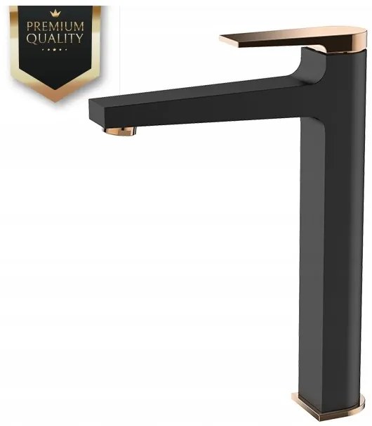 Invena Midnight, vysoká umyvadlová baterie, černá-růžové zlato, BU-35-W14-V