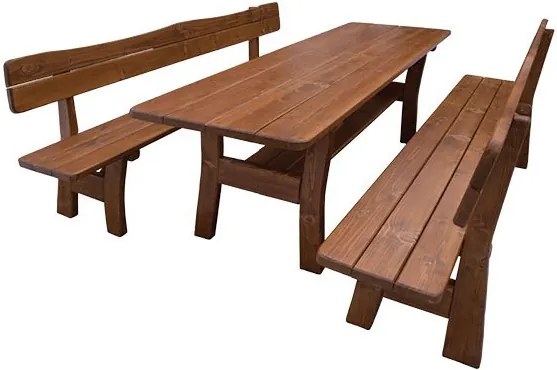 DREWMAX Zahradní stůl z masivního smrkového dřeva 180 x 80 x 81 cm - BÍLÁ + LAK