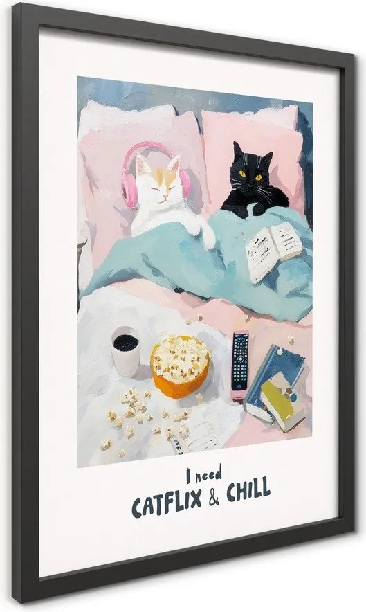 Tištěný obraz s rámem 30x40 cm Catflix – Styler