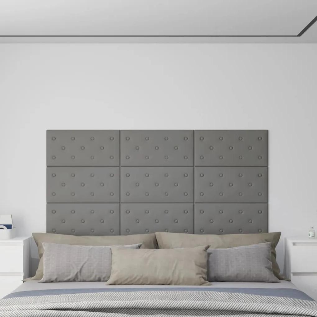 Nástěnné panely 12 ks šedé 60 x 30 cm umělá kůže 2,16 m² - Default Title