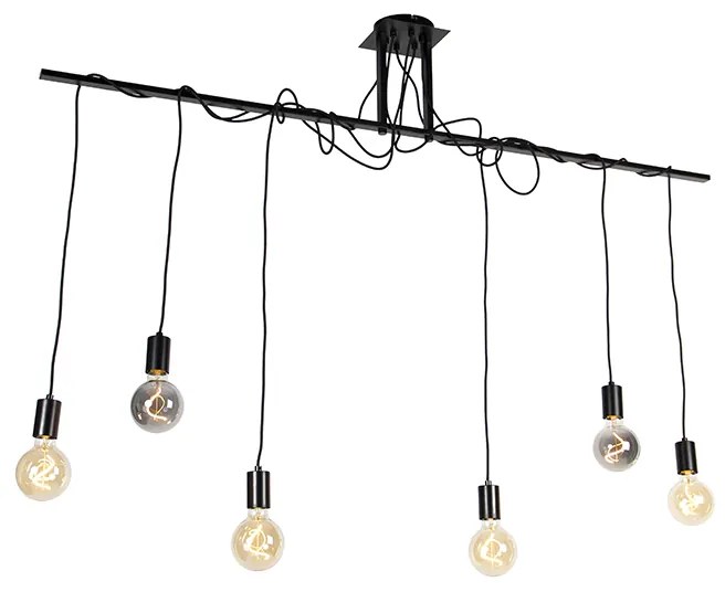 Závěsná lampa, černá, 6 světel s 80 cm kabely - Facile