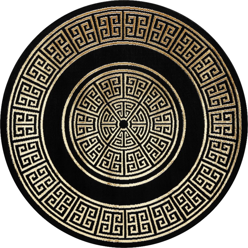 Dywany Łuszczów, Kusový koberec Allure 1968 black/gold kruh, 100x100 (průměr) kruh, černá, kancelář