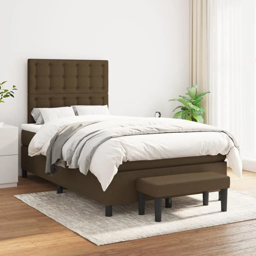 Box spring postel s matrací tmavě hnědá 120x200 cm textil,  3136904