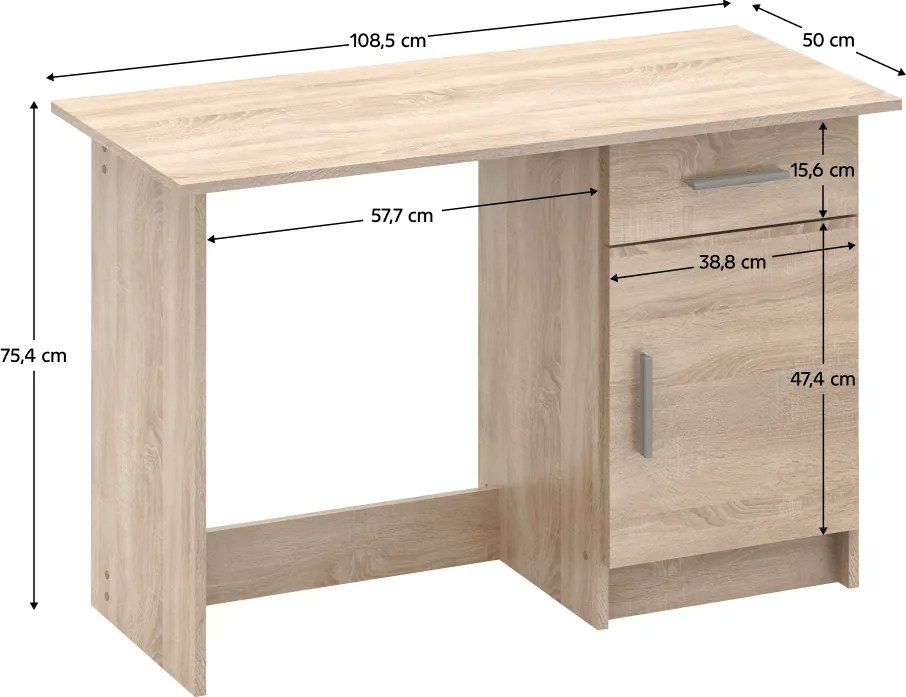 Univerzální PC stůl, dub sonoma, SIRISS NEW