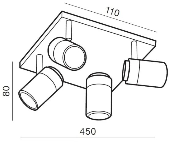 Azzardo AZ2557 - Koupelnové bodové svítidlo NOEMIE 4xGU10/35W/230V IP44