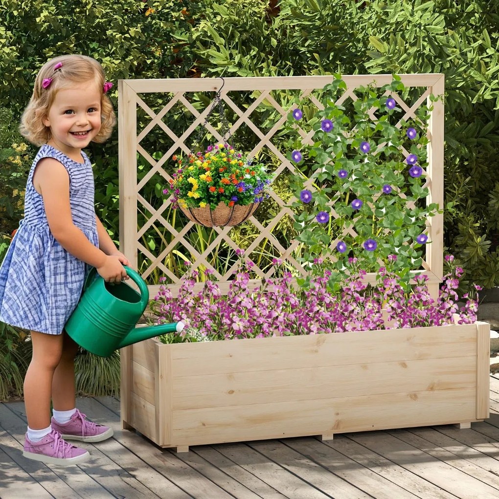 Costway Květinový truhlík s mřížovým vyvýšeným lůžkem s mříží – 98 × 35 × 101 cm