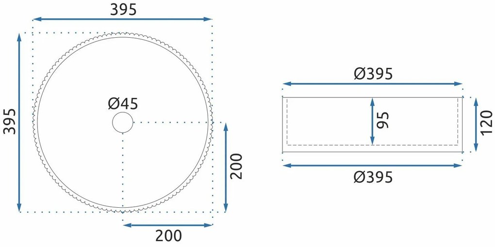 Skleněné umyvadlo na desku REA INGRID šedé