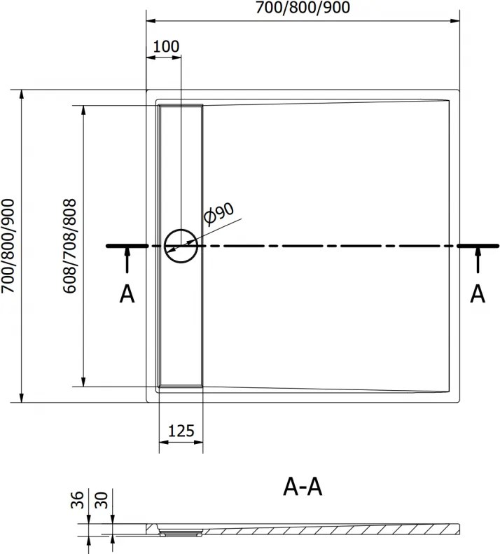 Mexen Amon, SMC čtvercová sprchová vanička 80 x 80 cm, šedá, 4F618080