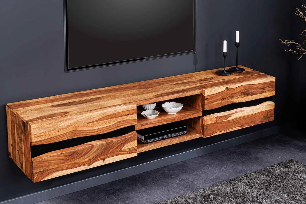 Designový závěsný TV stolek Argentinas 160 cm Sheesham