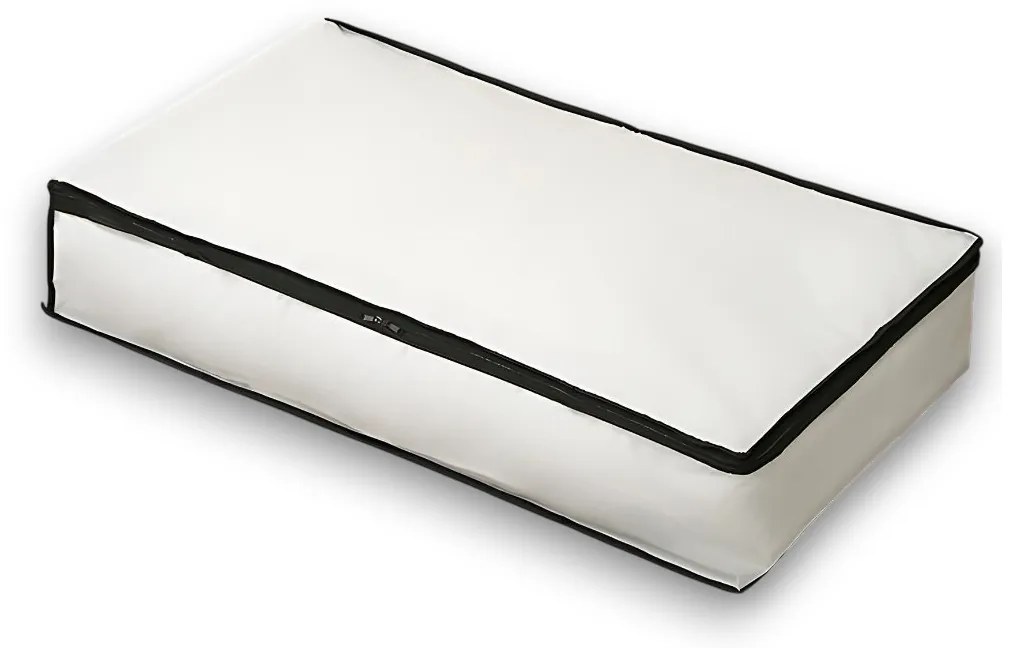 Arte Regal Textilní úložný box na uschování oblečení a ložního prádla, WHITE KIPIT, 105x45x15, bílý