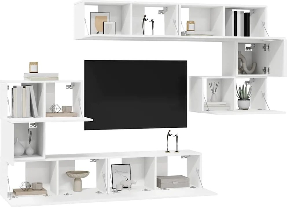 8dílný set TV skříněk bílý kompozitní dřevo 3078723