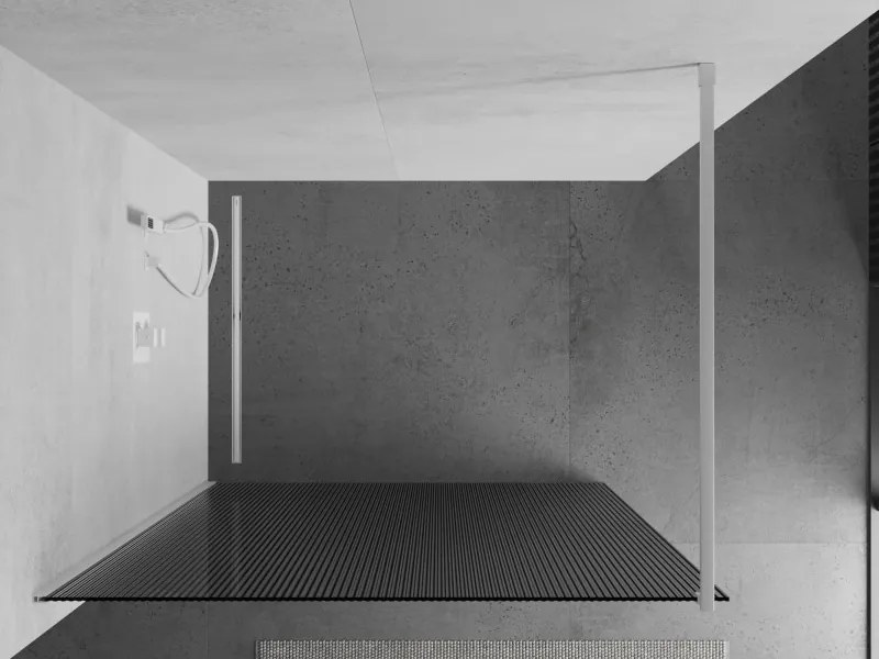 Mexen Kioto, sprchová zástěna 100 x 200 cm, 8mm sklo s žebrovým vzorem, bílý profil, 800-100-101-20-09