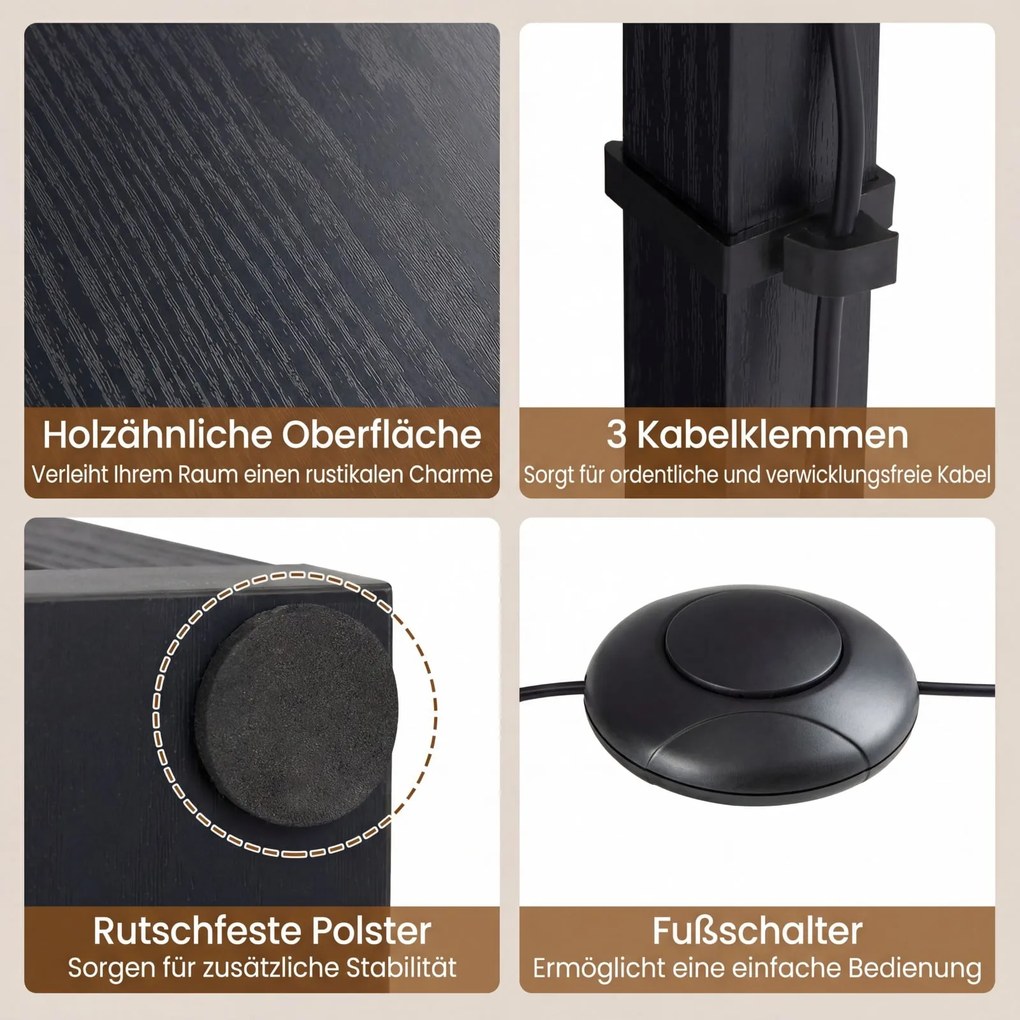 Costway Stojací lampa s nastavitelným jasem, moderní stojací lampa s odkládacím