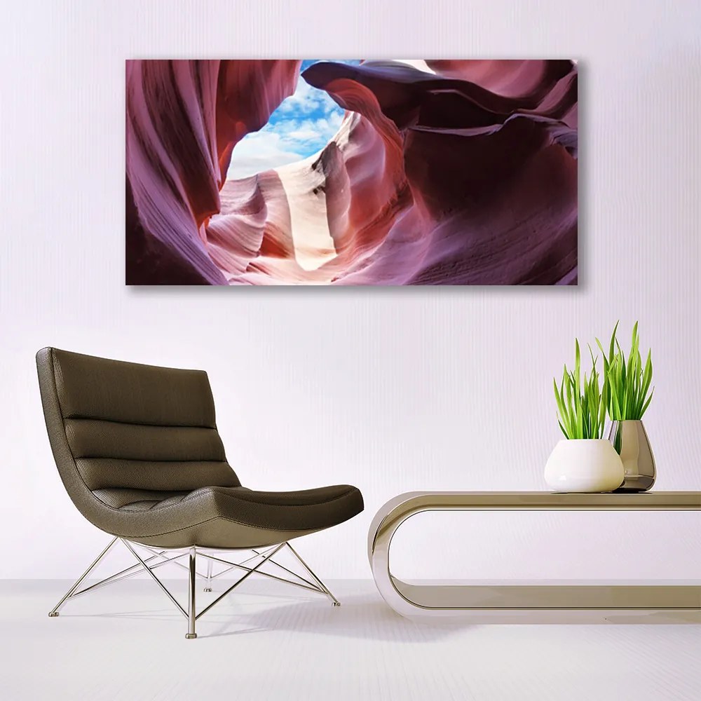 akrylový obraz Skálka Řeka Koryto Umění 120x60 cm