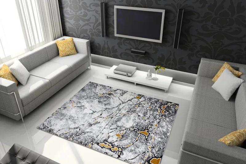 Dywany Łuszczów Kusový koberec Gloss 528A 58 3D mramor ivory/black - 140x190 cm