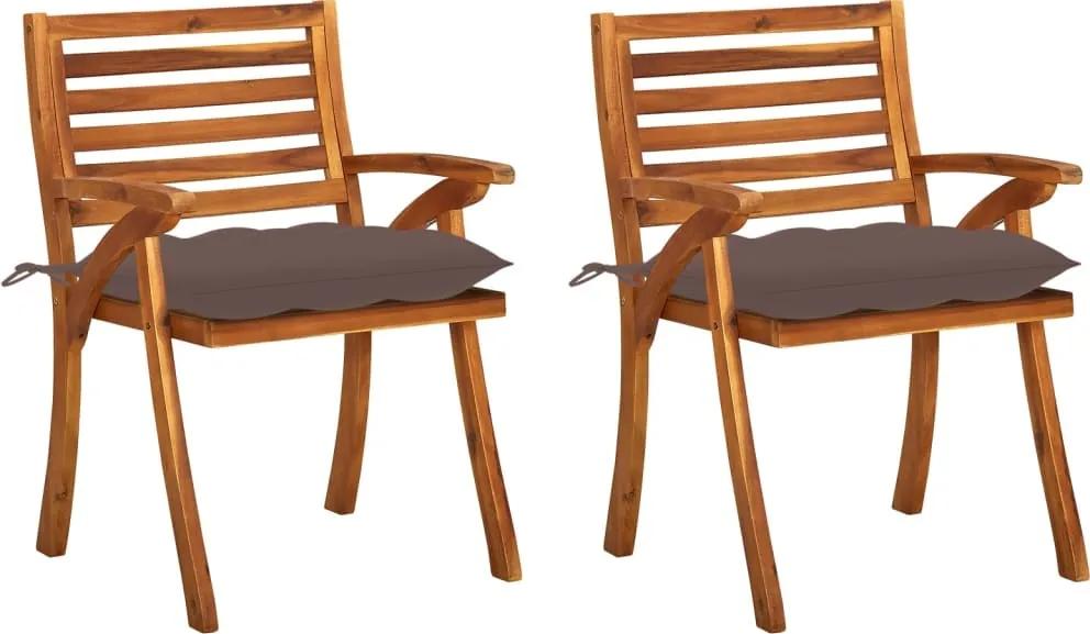 vidaXL Zahradní jídelní židle s poduškami 2 ks masivní akáciové dřevo [3060858] Barva: krémová