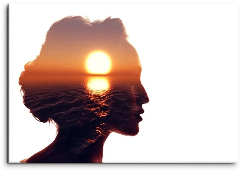 Obraz žena v západu slunce Velikost (šířka x výška): 90x60 cm