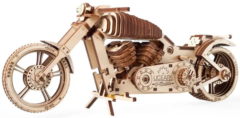 Ugears 3D dřevěné mechanické puzzle VM-02 Motorka (chopper)