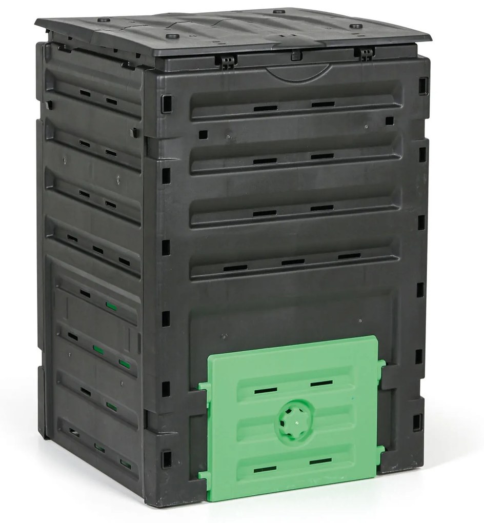 Plastový zahradní kompostér, 450 l, černý/zelený