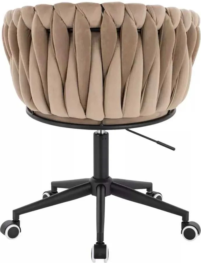 LuxuryForm DESIGN Otočná židle NORDEN VELUR na černé podstavě s kolečky - latte