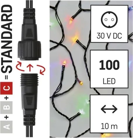 Propojovací vánoční řetěz bez zdroje EMOS Connecting D1AM03 ZY1926 100LED 10m multicolor
