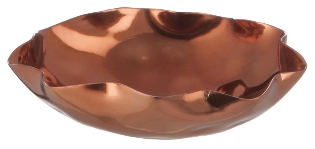 Vlnitá hliníková miska pod čajovou svíčku v barvě mědi - 11,5*11,5*2,5 cm