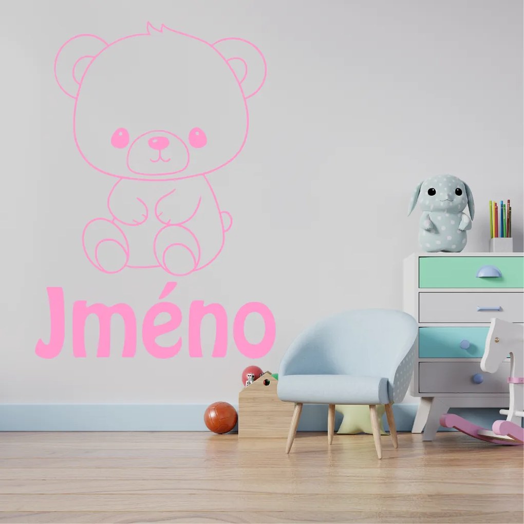 Živá Zeď Samolepka na zeď Medvídek se jménem Barva: černá