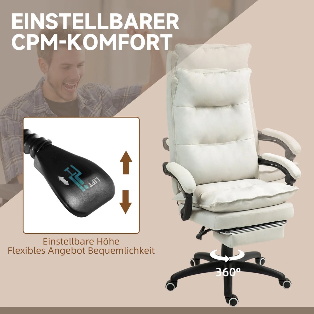 Kancelářská židle Vinsetto s 6bodovou masáží, ergonomická herní židle s funkcí polohování, výškově nastavitelná manažerská židle s podnožkou, nosnost…