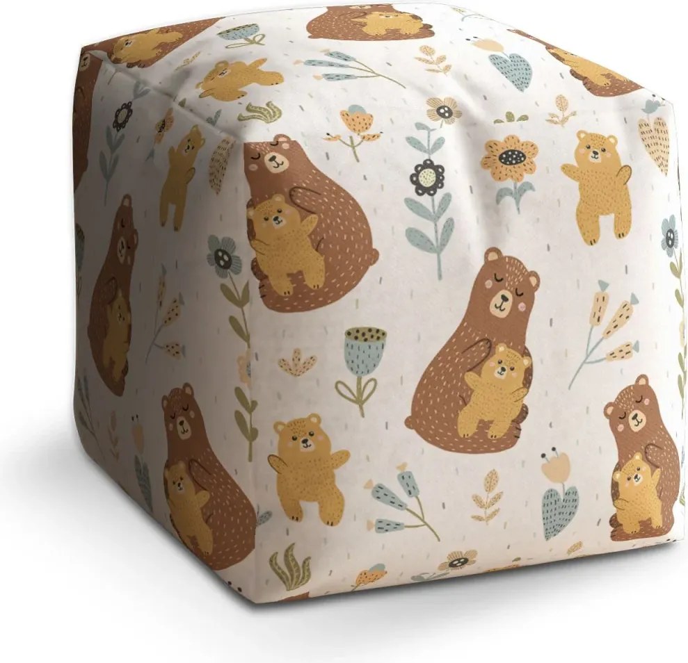 Sablio Taburet Cube Medvědi - 60x60x60 cm