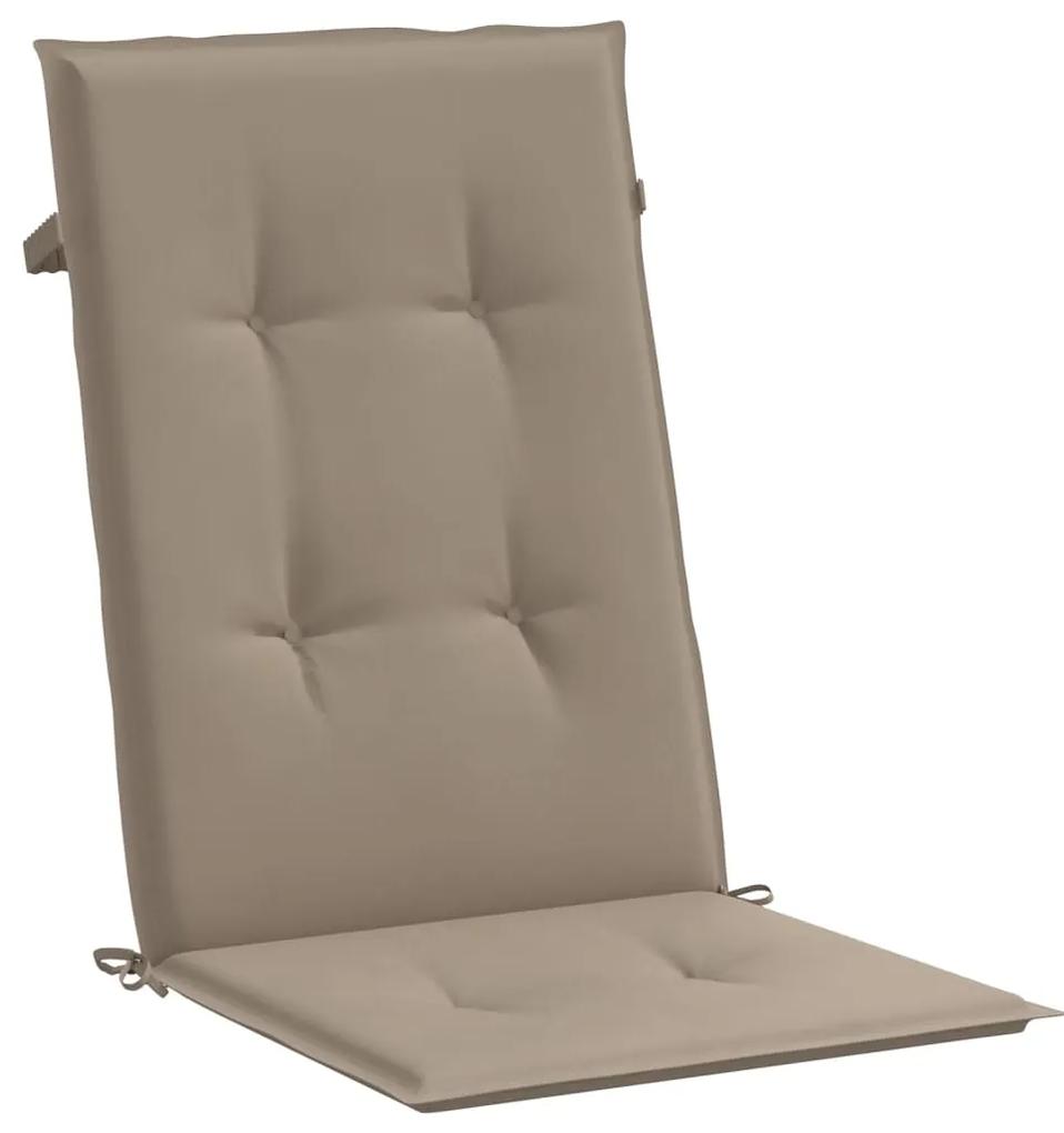 Podušky na židli vysoké opěradlo 4 ks taupe 120x50x3 cm textil