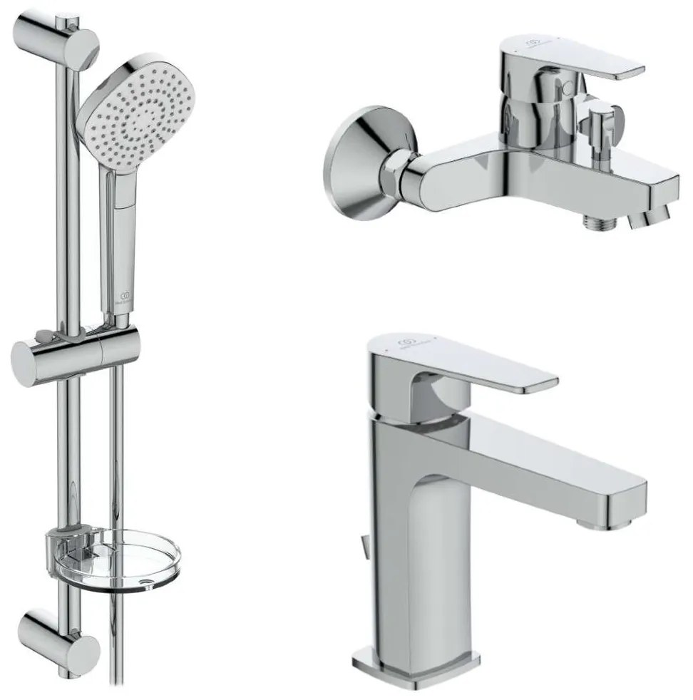 Ideal Standard Esla - Sprchový set s vanovou a umyvadlovou baterií, 3 proudy, chrom BC264AA