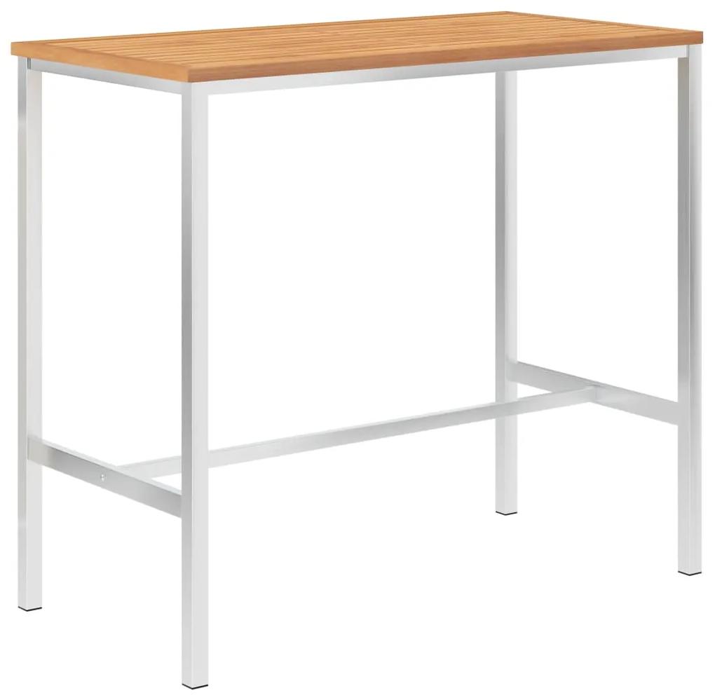 46524 vidaXL Barový stůl 120 x 60 x 105 cm masivní teak a nerezová ocel