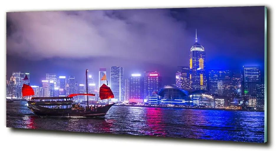 Wallmuralia Fotoobraz na skle Noční Hongkong 125x50 cm