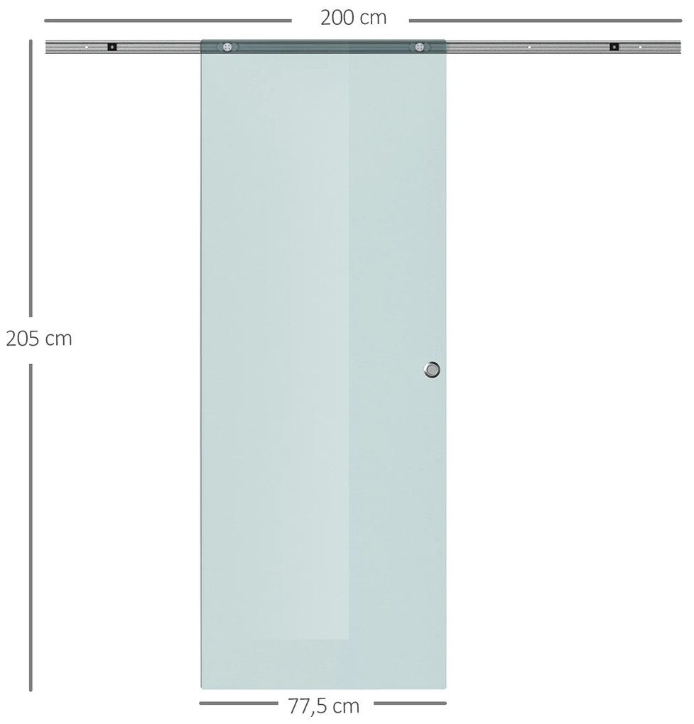 HOMCOM Posuvné skleněné dveře Posuvné skleněné dveře do místnosti, matné sklo, 775/900/1025x2050 mm| Aosom