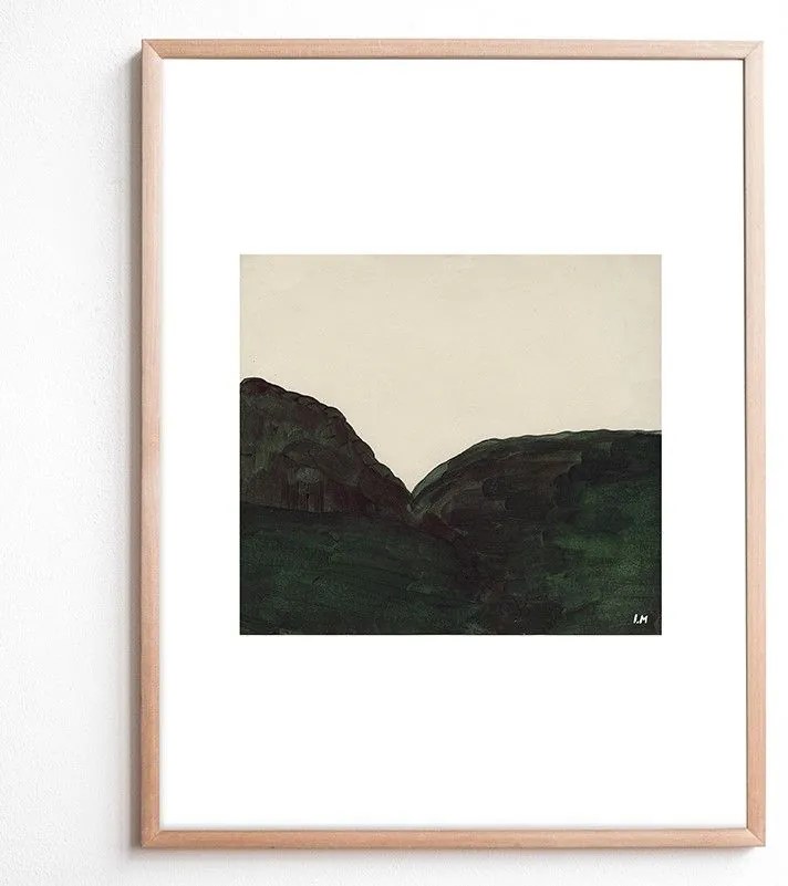 Fine Little Day Autorský plakát The Hill 40x50 cm, zelená barva, béžová barva