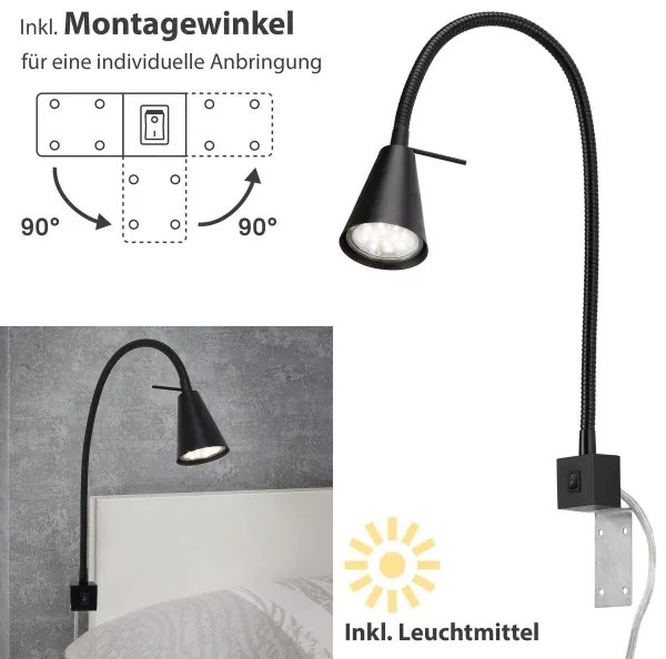 Briloner 2080-015 - LED Nástěnná lampa COMFORT LIGHT 1xGU10/5W/230V černá