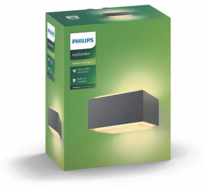 Philips 17337/93/PN Hedgehog Venkovní nástěnné svítidlo 18 cm, antracit