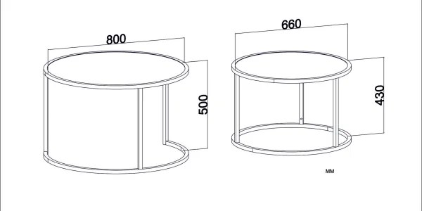 SADA 2x Odkládací stolek TAMBUR černá/hnědá